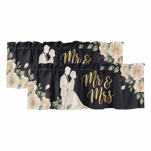 2 Pack Mr Mrs Valance for Window Anniversary Wedding Bride and Groom ...