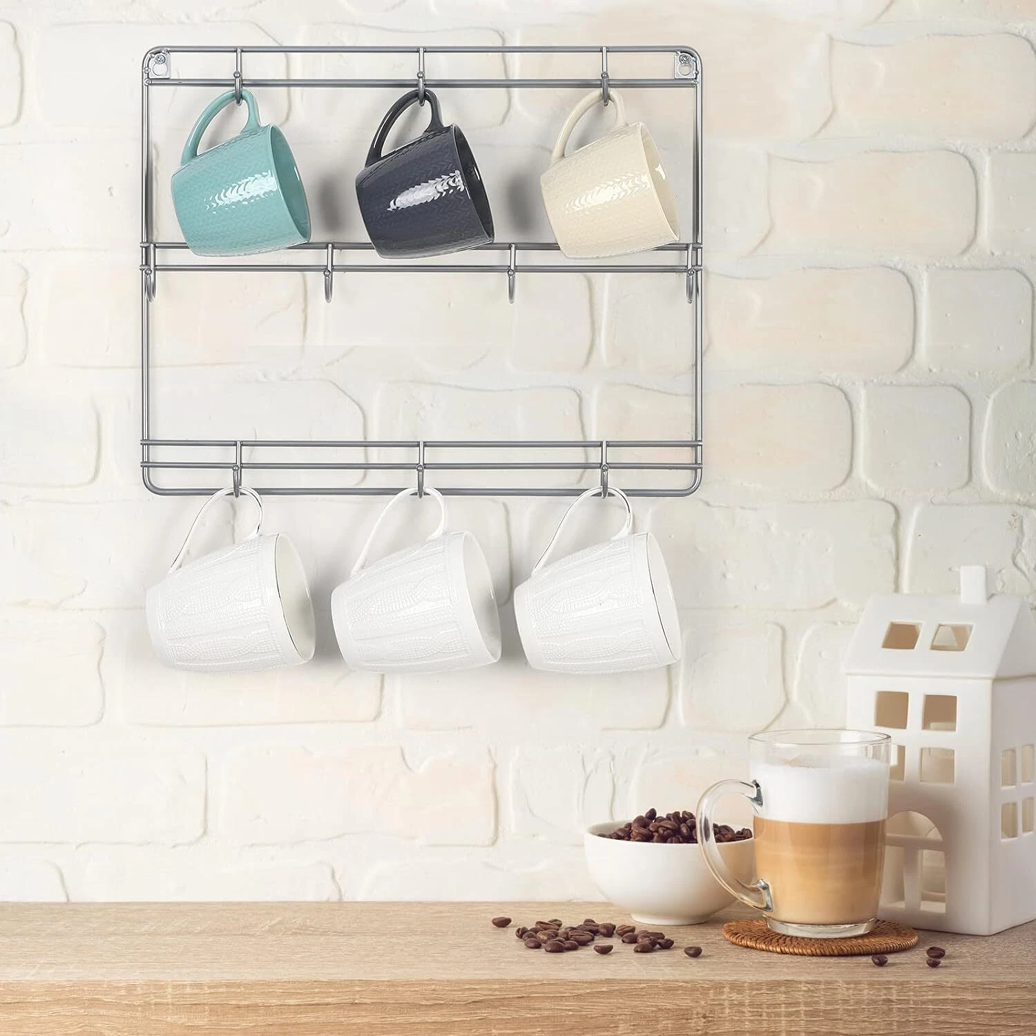 2 Pack Mug Rack Cup Holder Wall Mount Kitchen Coffee Mug Storage Rack W ...