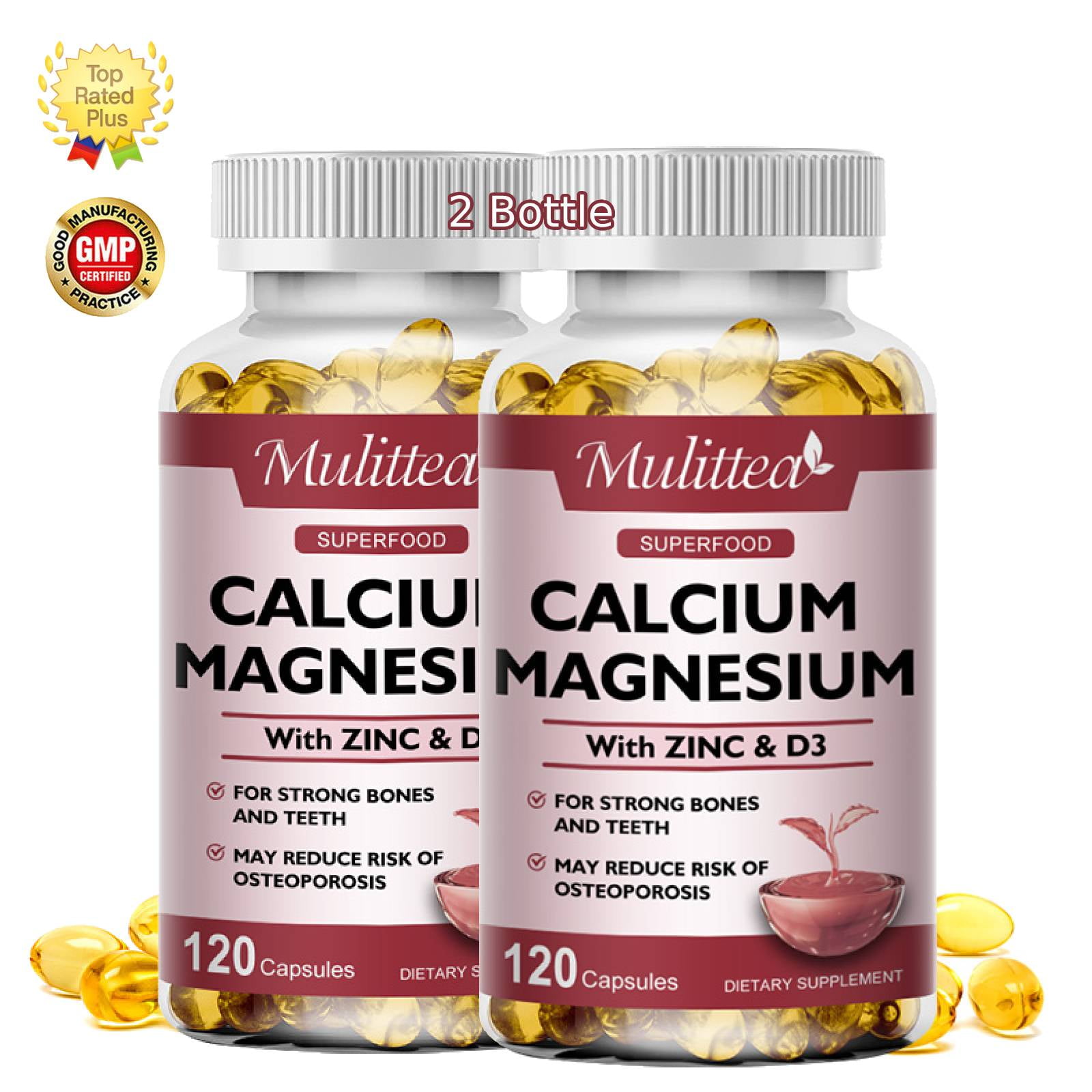 (2 Pack) Mulittea Cal Mag Supplement Plus D3, 240 Softgel Capsules for ...