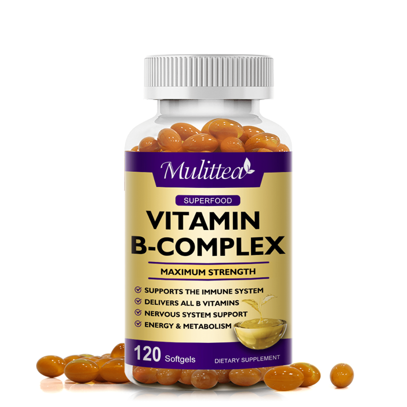 (2 Pack)Mulittea Vitamin B Complex Capsules,Support Energy & Immunity ...