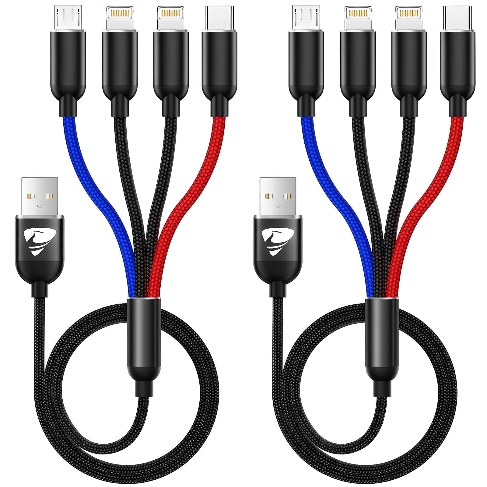 Aioneus 2 Pack Multi Charging Cable with 4-in-1 USB C Micro USB Fast ...