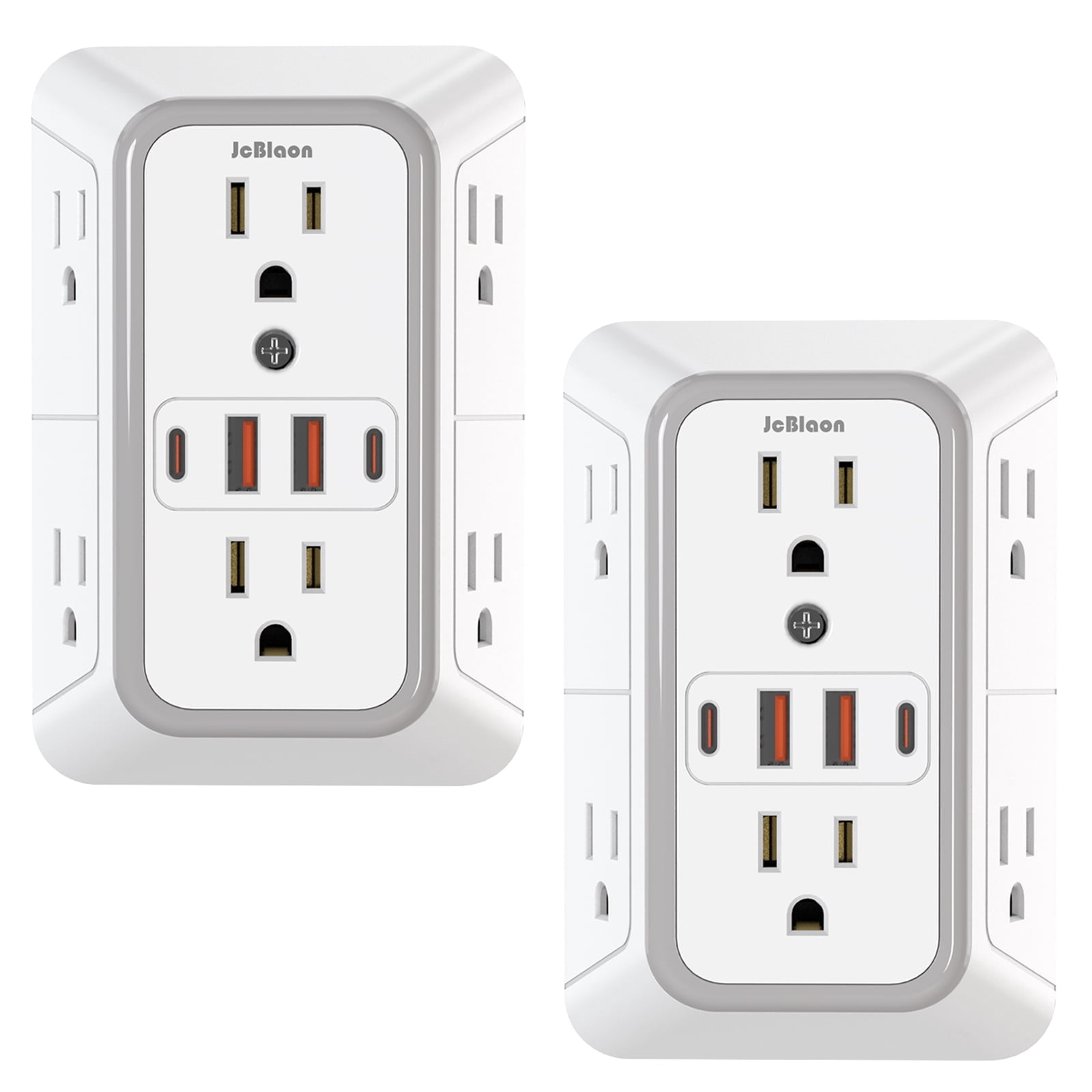 2 Pack Multi Plug Outlet, Surge Protector, 6 Outlet Extender with 4 USB ...