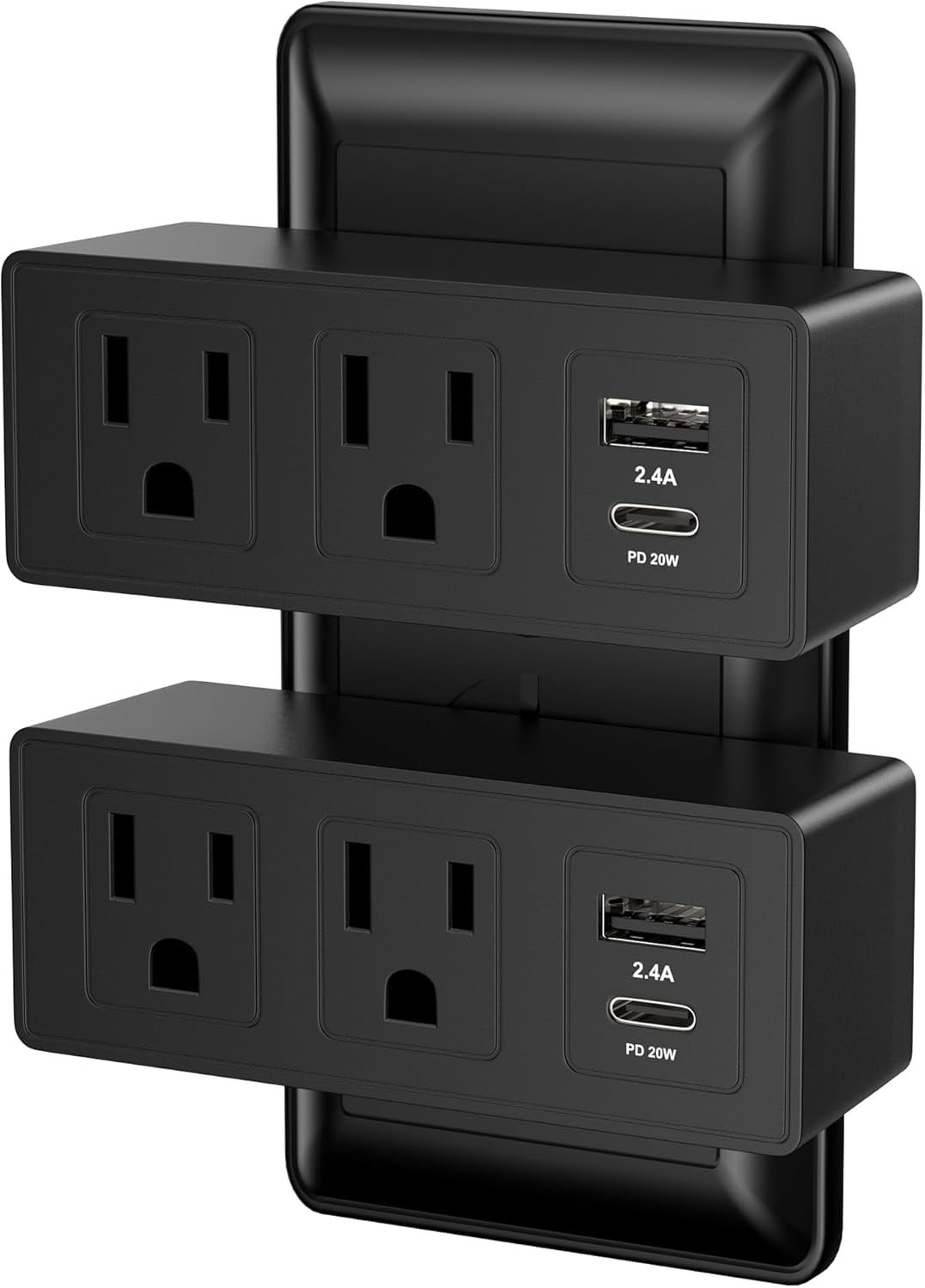 2 Pack Multi Plug Wall Socket Extender, Black Power Strip Socket ...