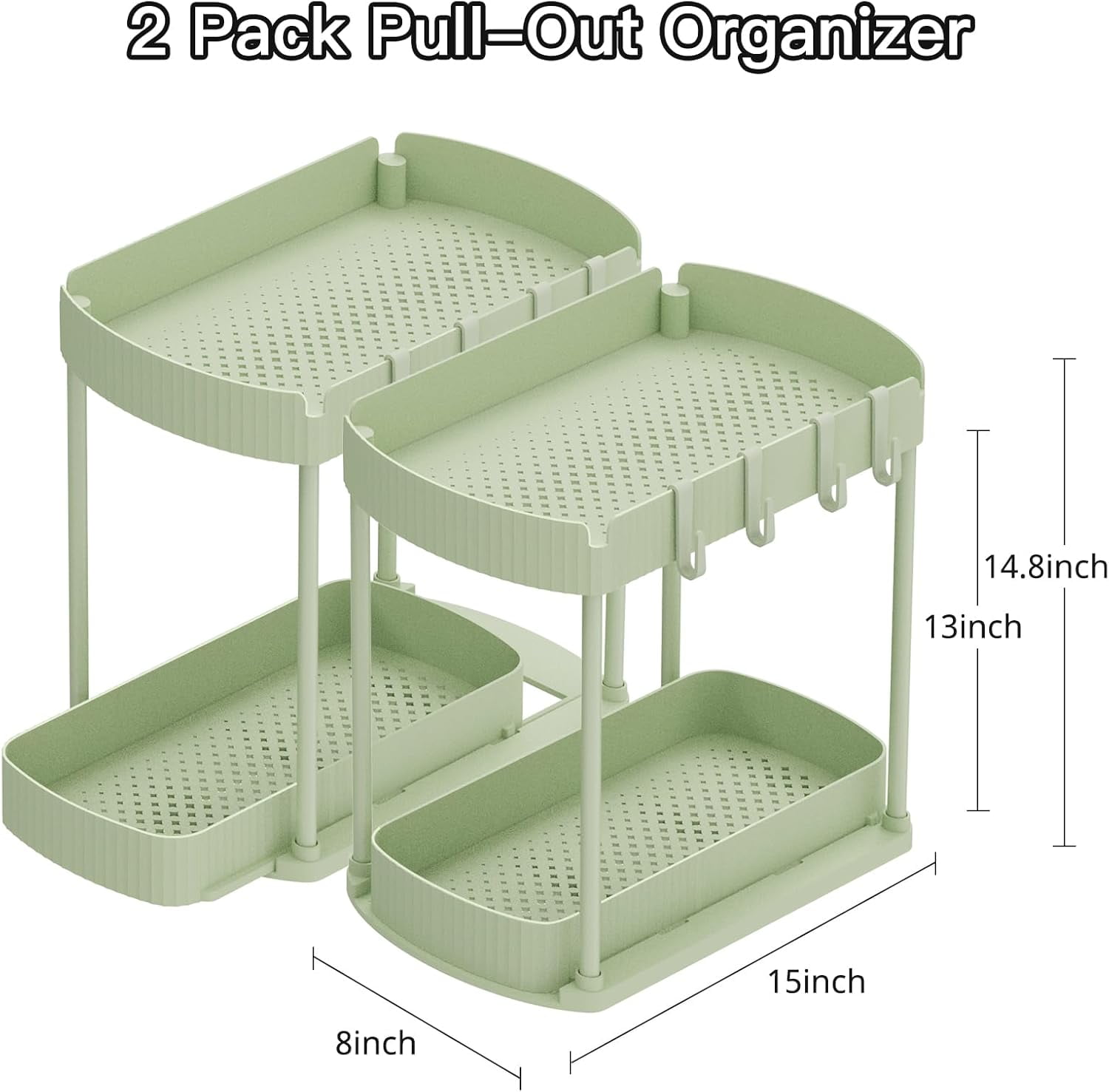 2 Pack Multi-Purpose Pull-Out Storage Organizers, Under Sink and Under ...
