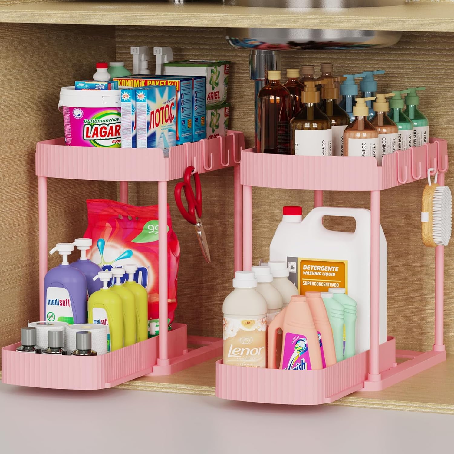 2 Pack Multi-Purpose Pull-Out Storage Organizers, Under Sink Organizers ...