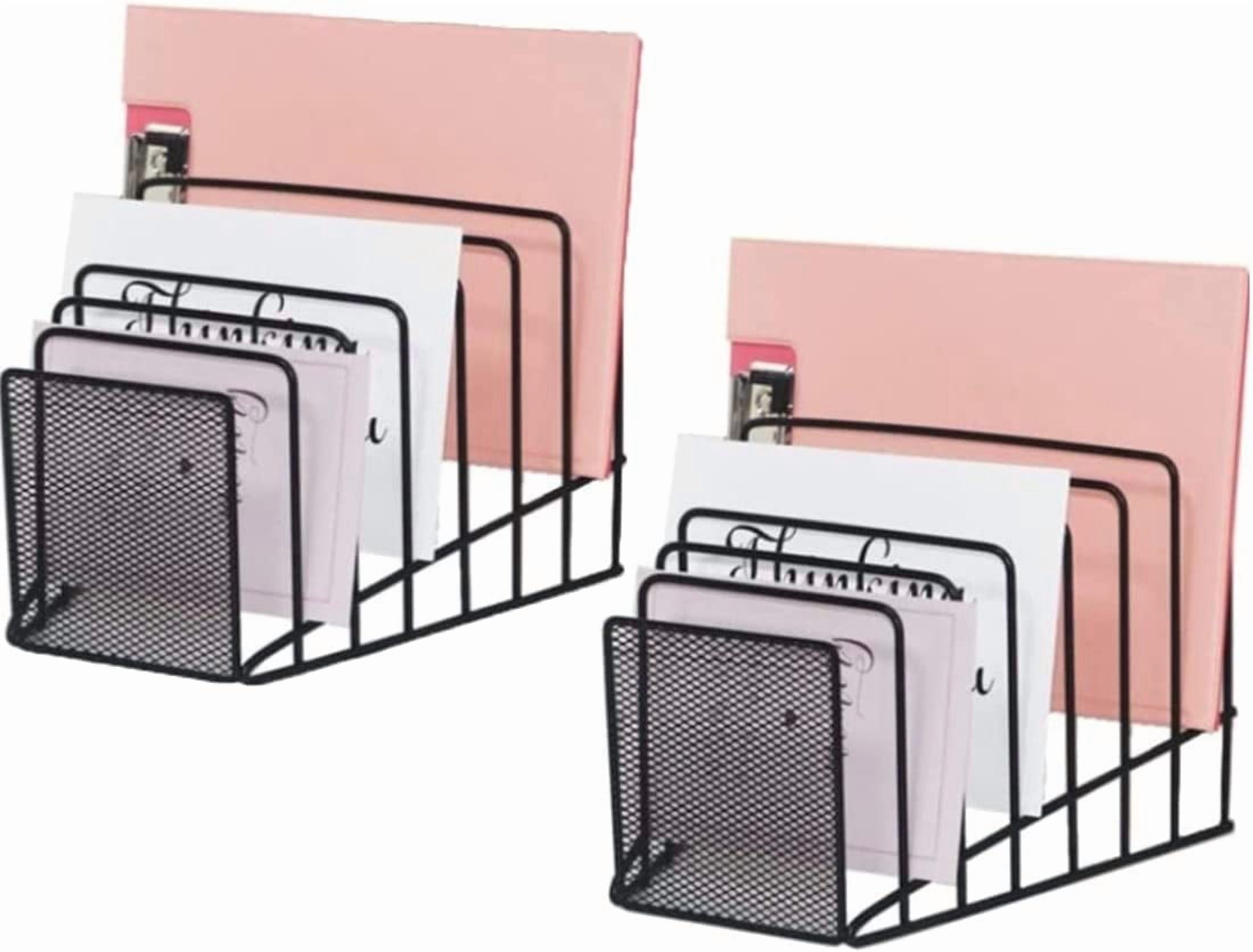 2 Pack Multi Step File Organizer Incline Desktop File Sorter Metal Wire ...