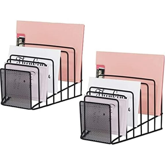 2 Pack Multi Step File Organizer Incline Desktop File Sorter Metal Wire ...