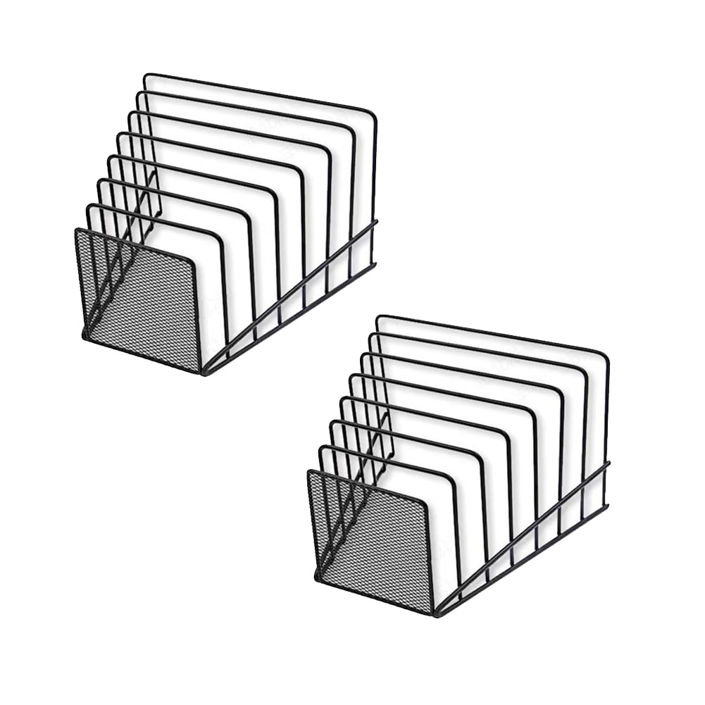 2 Pack Multi Step File Organizer Incline Desktop Sorter Metal Wire Mesh ...