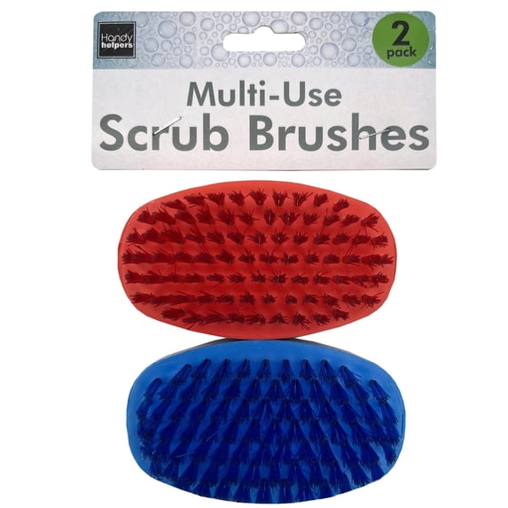 2 Pack Multi Use Scrub Brush Set with Sturdy Plastic Handles and Nylon ...
