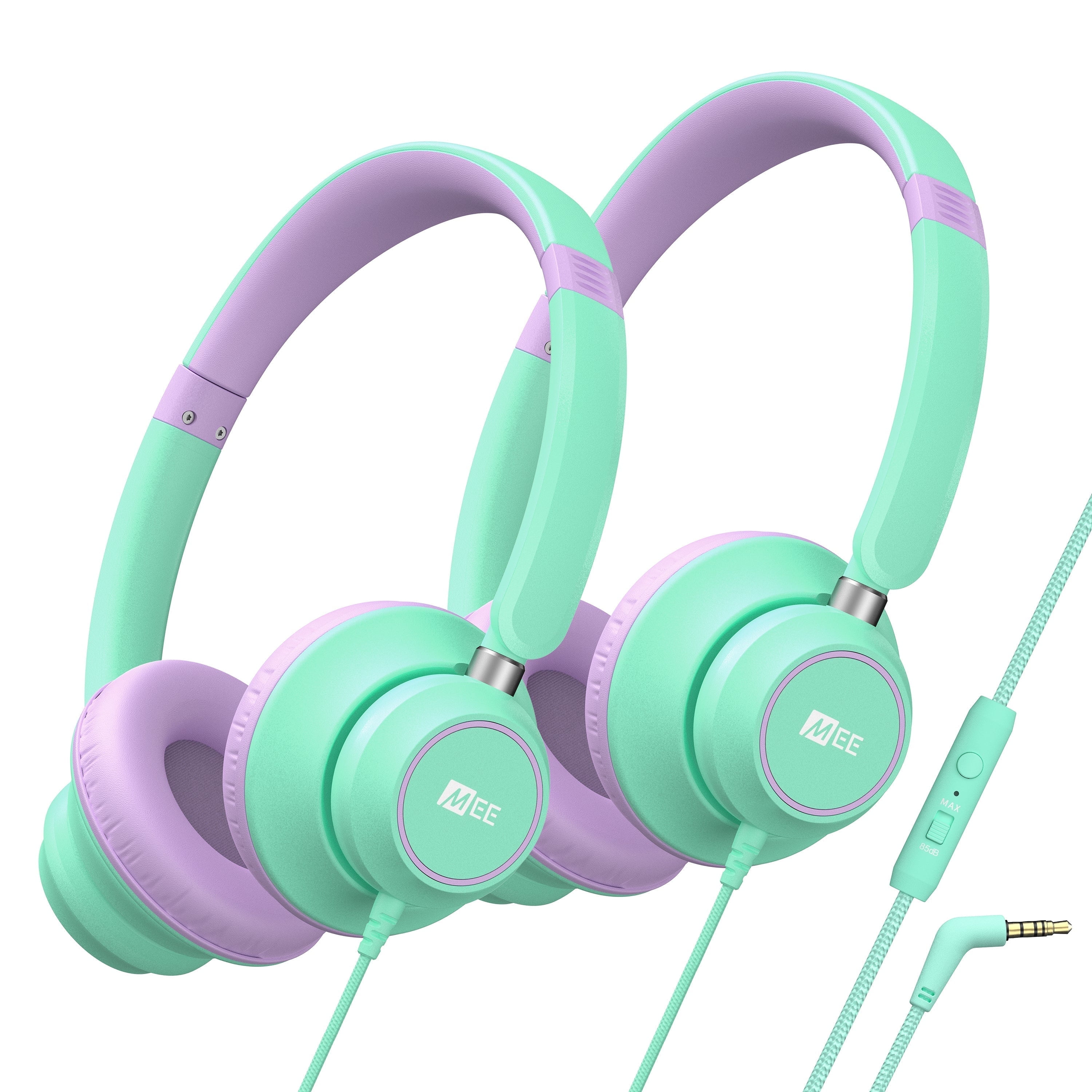 2 Pack Mint MEE audio KidJamz KJ45 Kids Headphones with 3.5mm Plug ...