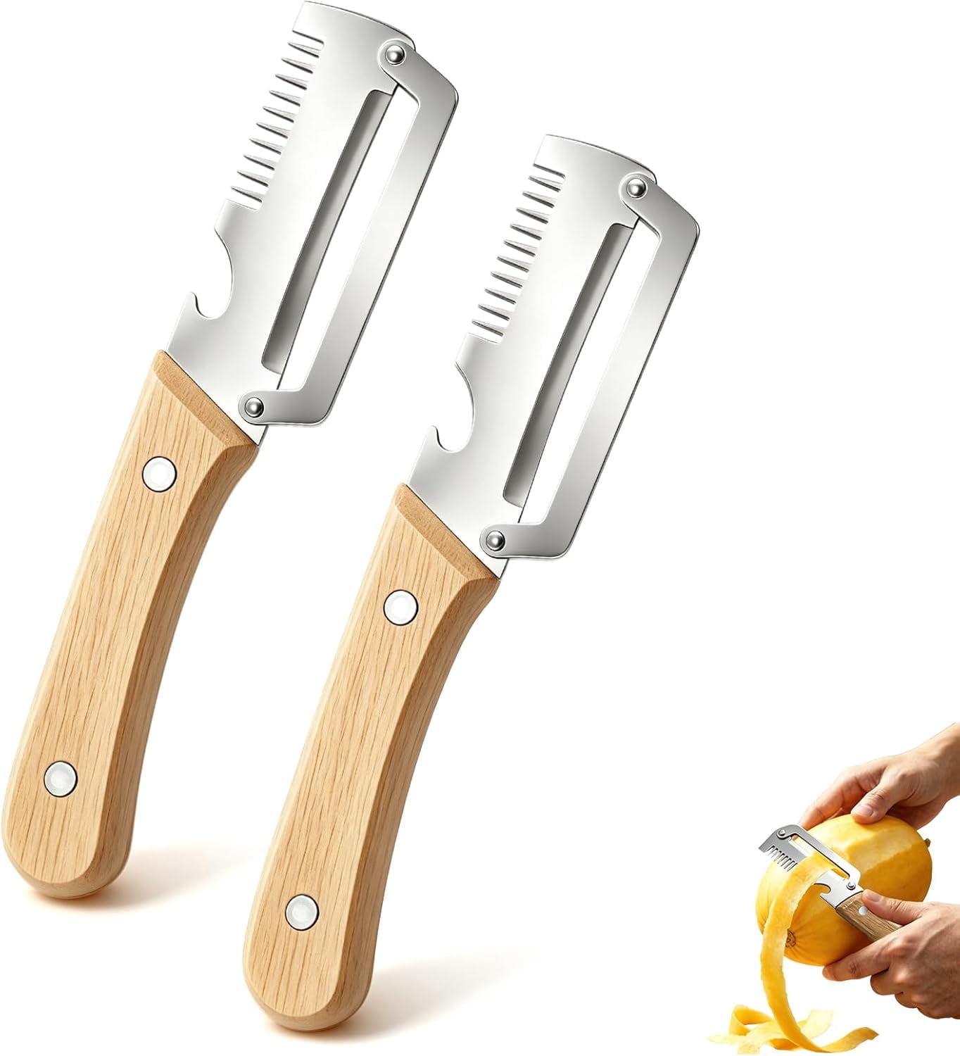 2 Pack Multifunctional , 3 in 1 Kitchen Peeler with Bottle Opener and ...