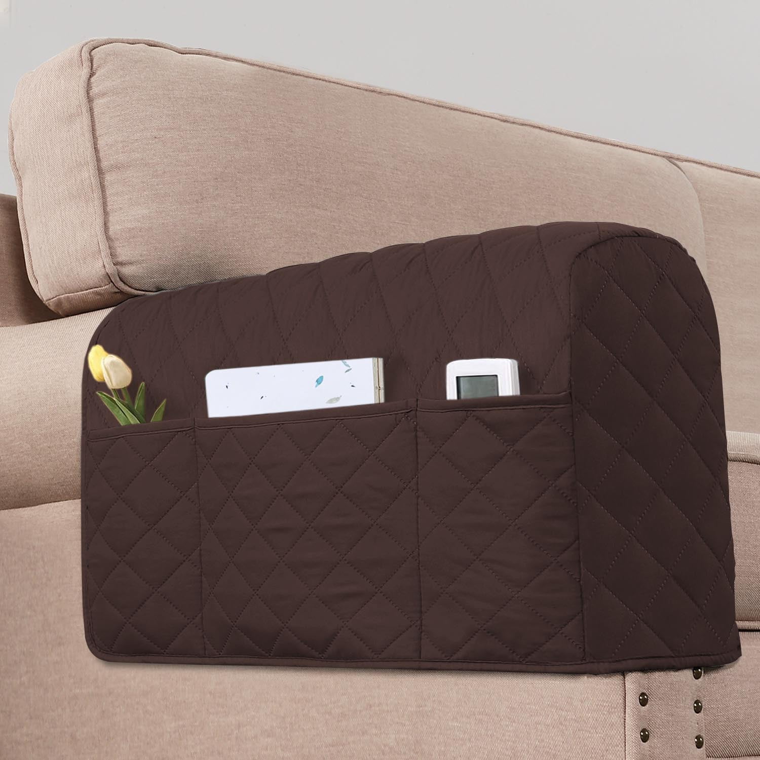 2 Pack Multifunctional Sofa Armrest Pocket Storage Bag 3 Pockets Sofa ...