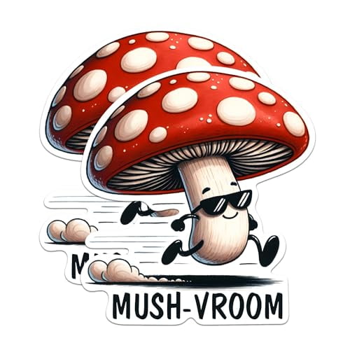 (2 Pack) Mush-Vroom Punny Mushroom Stickers - Mycology Mushroom Fungi ...
