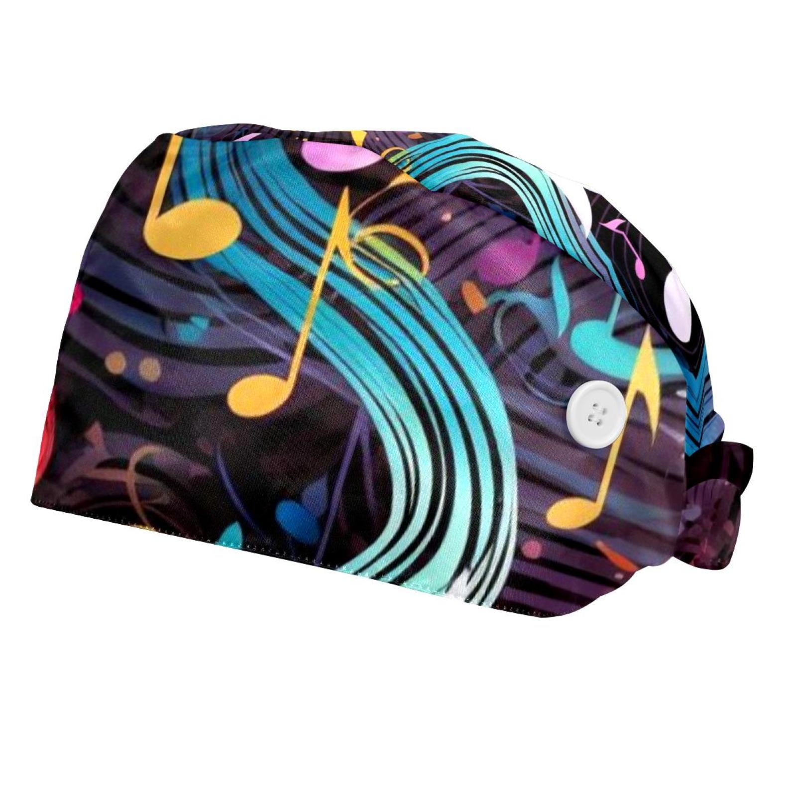 2 Pack Music Note Adjustable Bouffant Caps Hats Working Cap - Walmart.com