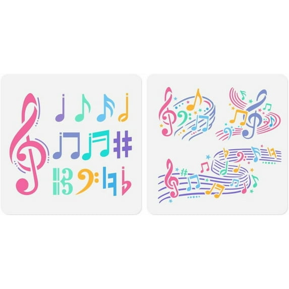 2 Pack Music Notes Stencils forPainting 11.8 x 11.8 Inch Reusable ...