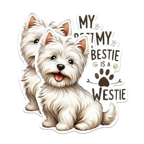 (2 Pack) My Bestie is A Westie Stickers - West Highland Terrier Dog ...