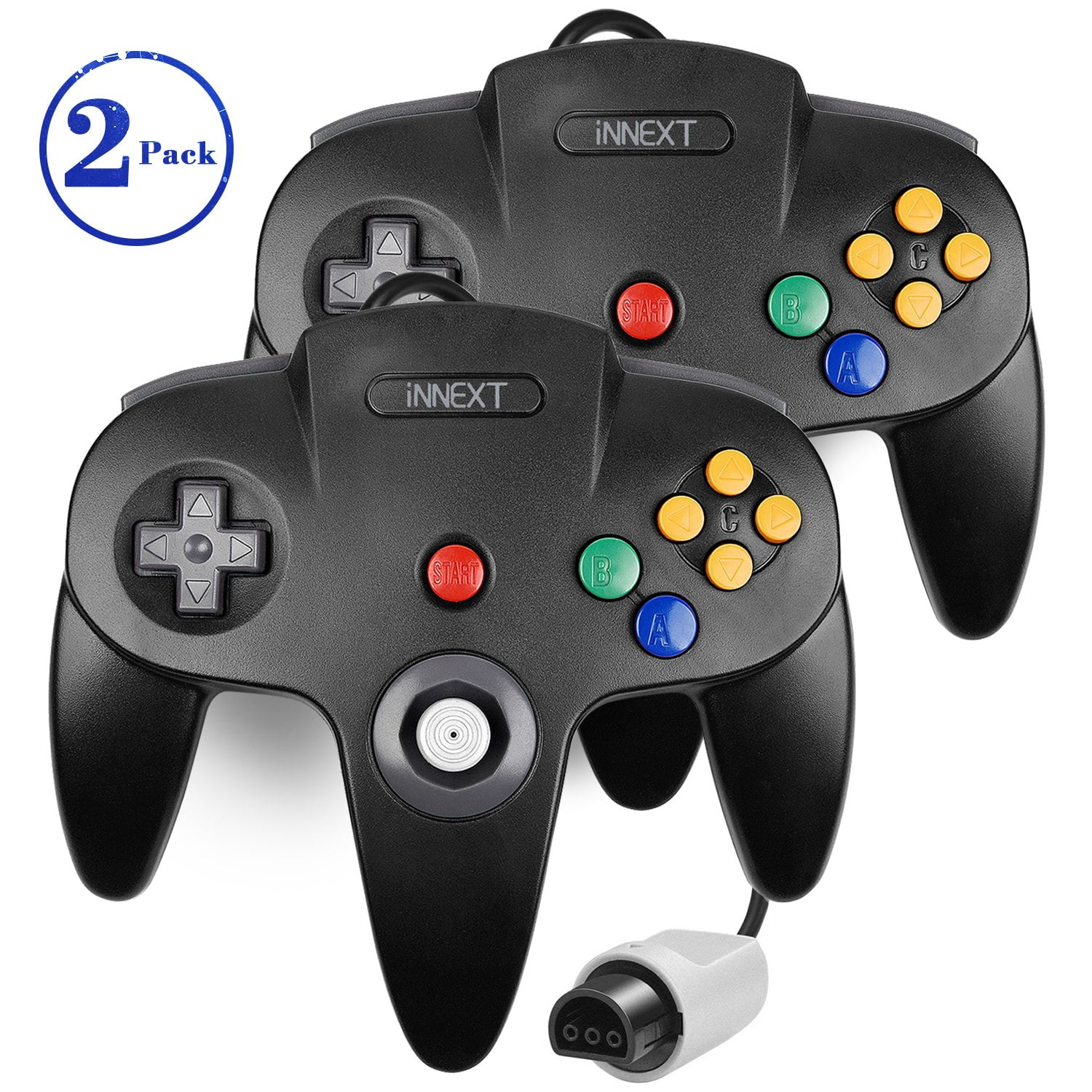 2 Pack N64 Controller, iNNEXT Classic Wired N64 64-bit Game pad ...