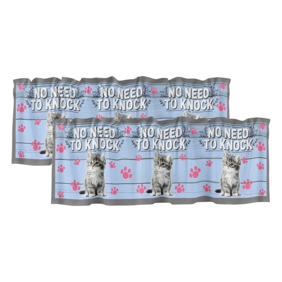 2 Pack NO NEED TO KNOCK Valance for Window Kitten Paw Prints Pet Lover ...