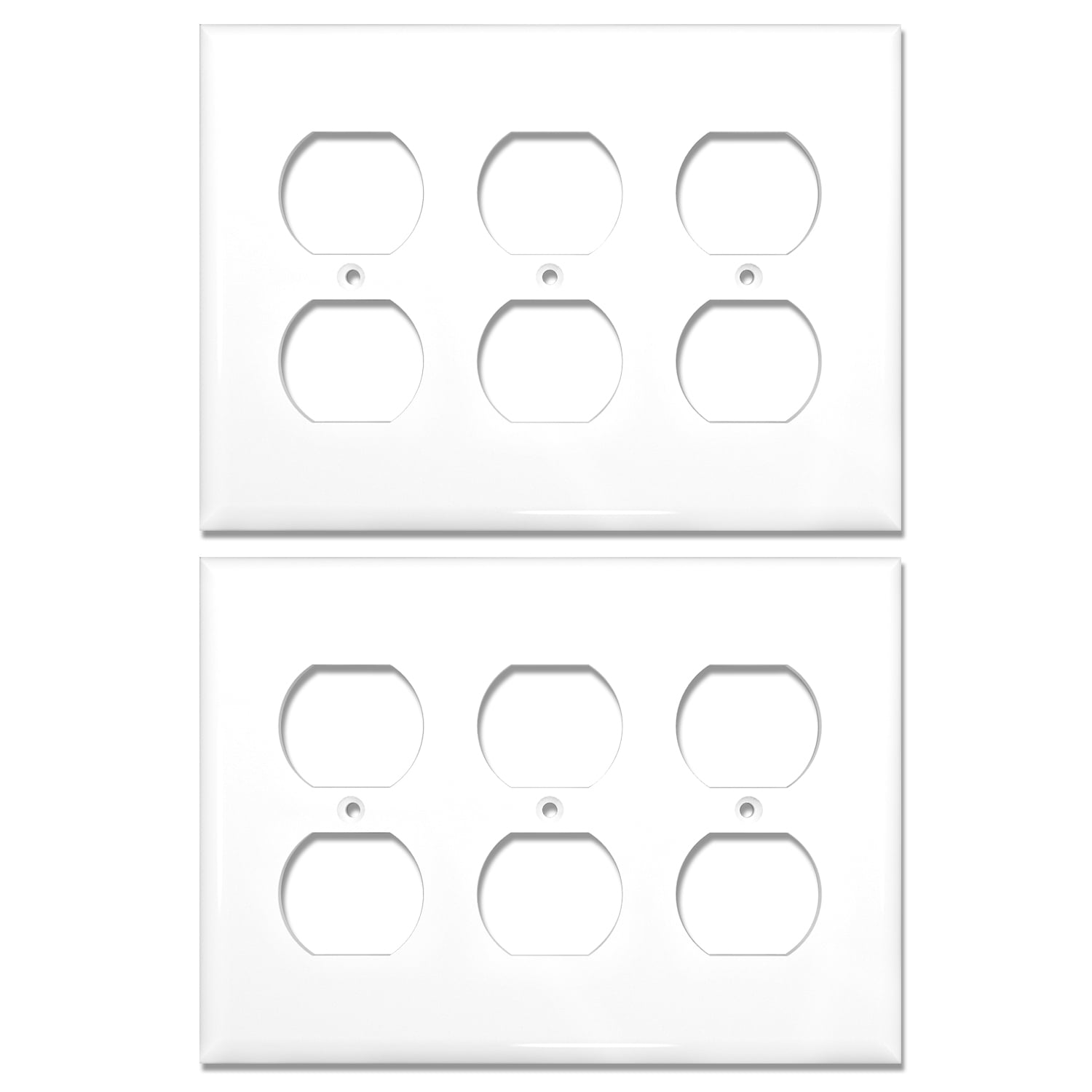 [2 Pack] NEU 3-Gang Duplex Receptacle Outlet Switch Cover Mid-Size Wall ...