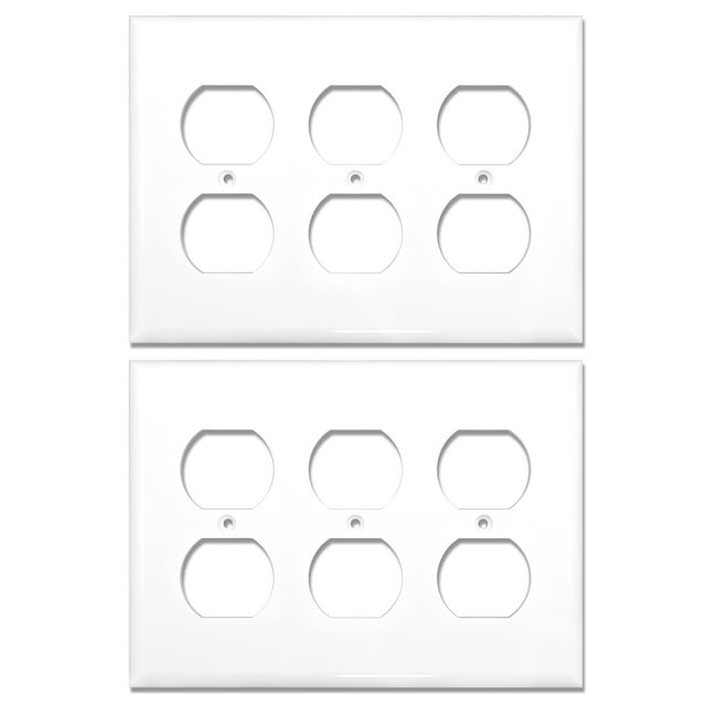 [2 Pack] NEU 3-Gang Duplex Receptacle Outlet Switch Cover Mid-Size Wall ...