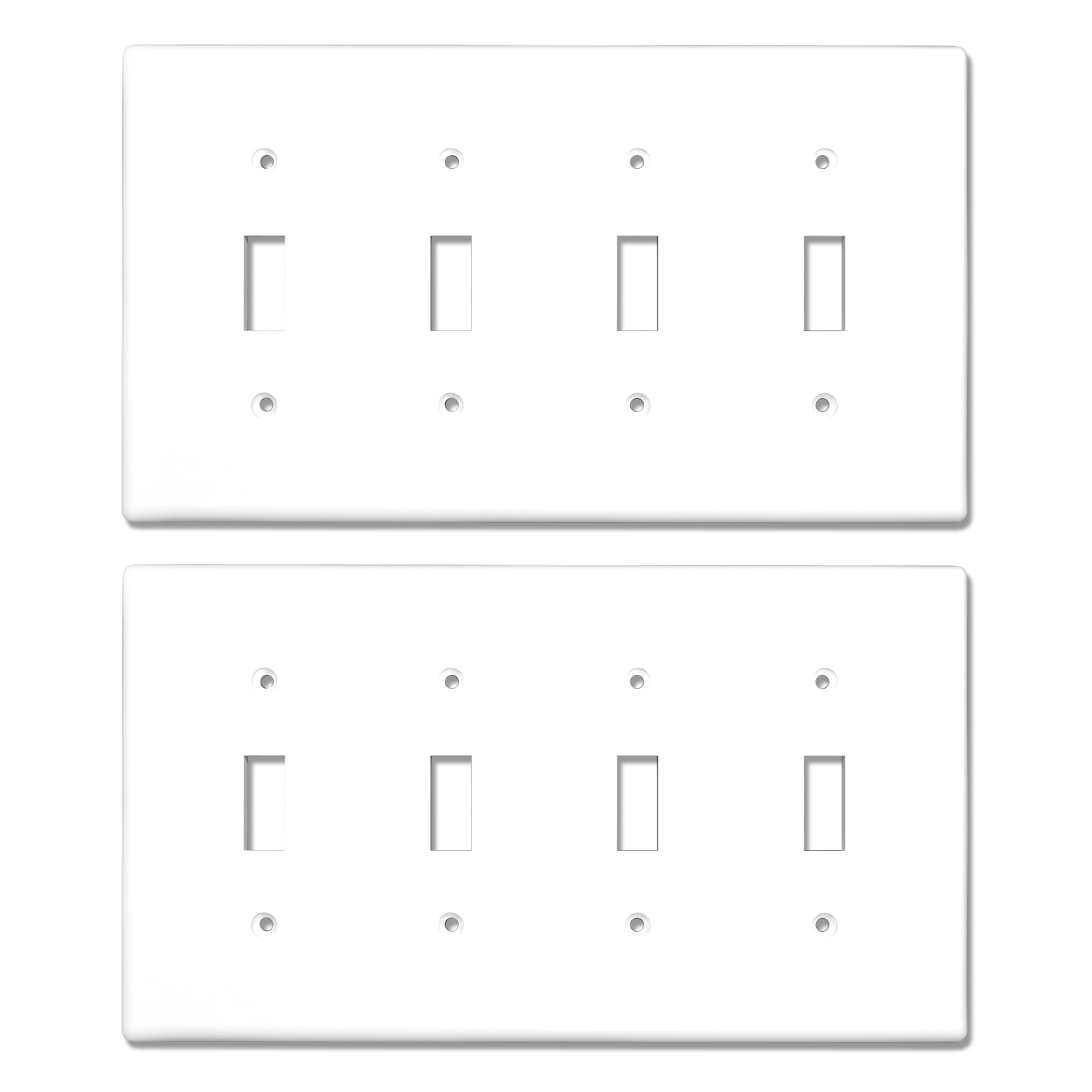 [2 Pack] NEU Quad Toggle Mid-Size Switch Cover Wall Plates, 4-Gang 8.4 ...