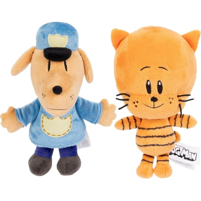 2 Pack NEW 2025 Dog Man Movie Plush Toy Dog Man & Lil Pete Cat Jakks ...