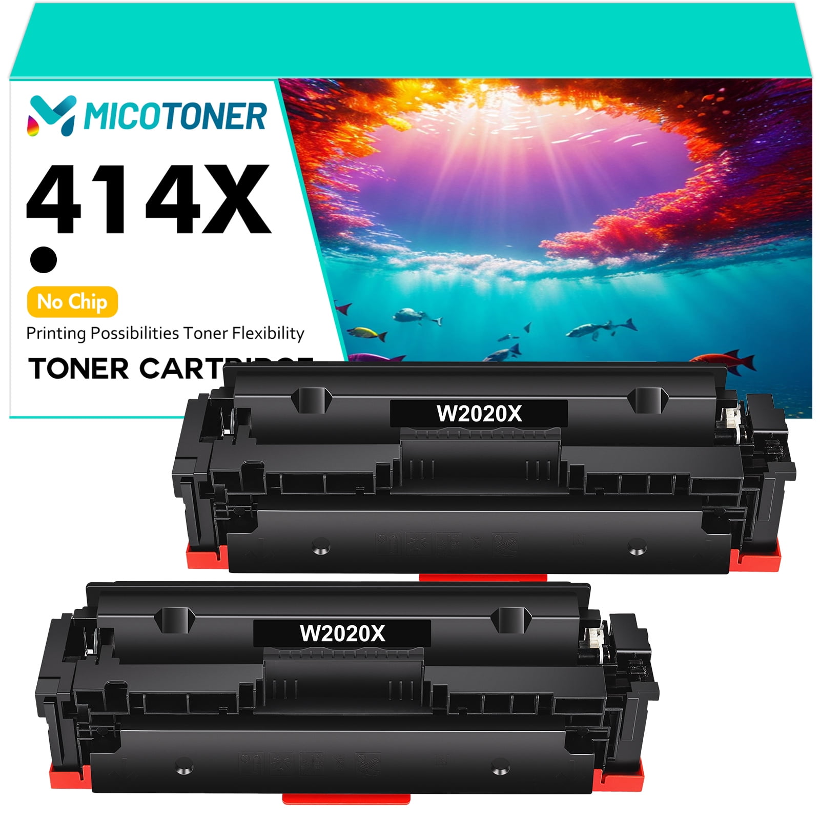 2-Pack NO Chip Compatible Toner Cartridge for HP 414X W2020X Color ...