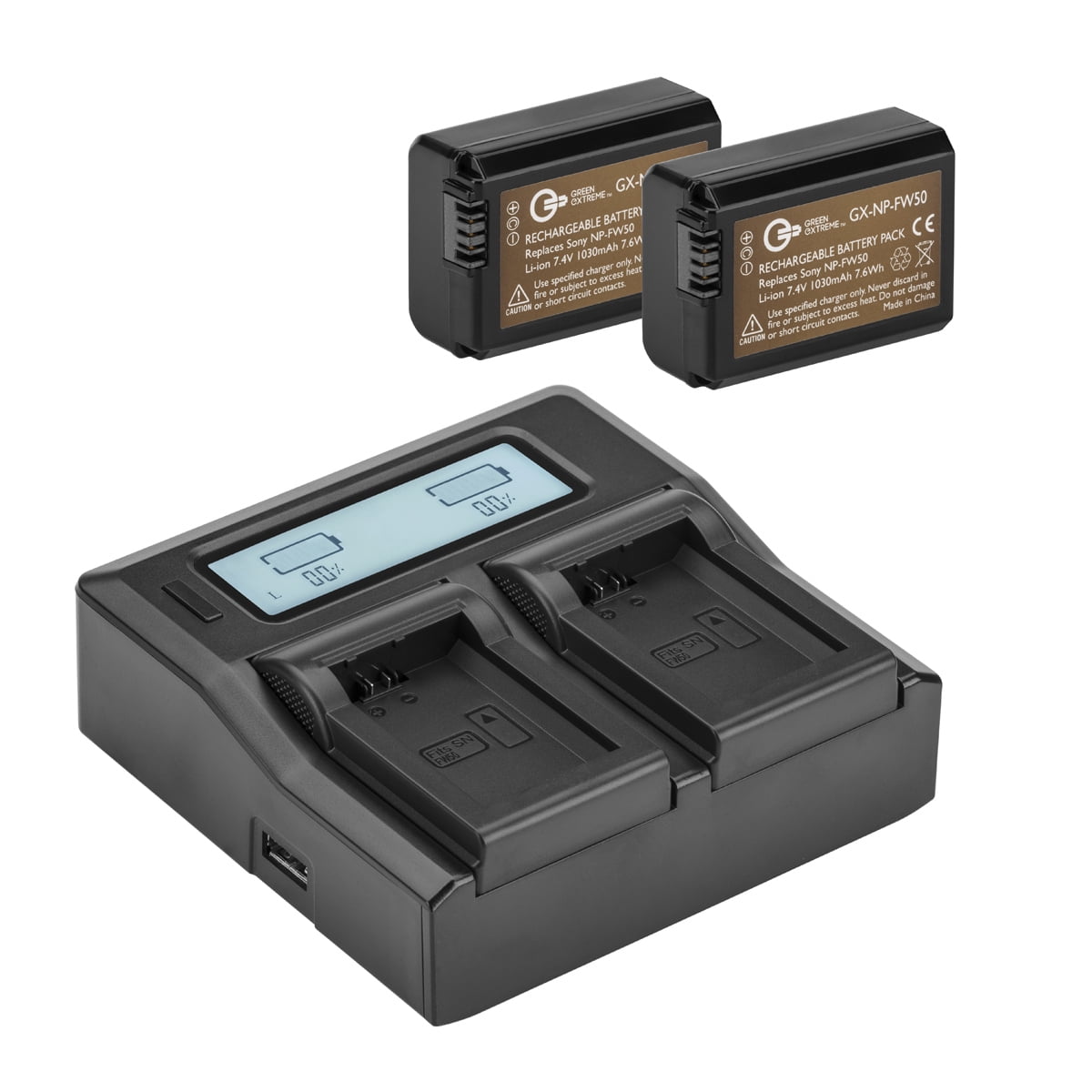 Green Extreme 2 Pack NP-FW50 Battery and Dual Smart Charger Kit ...