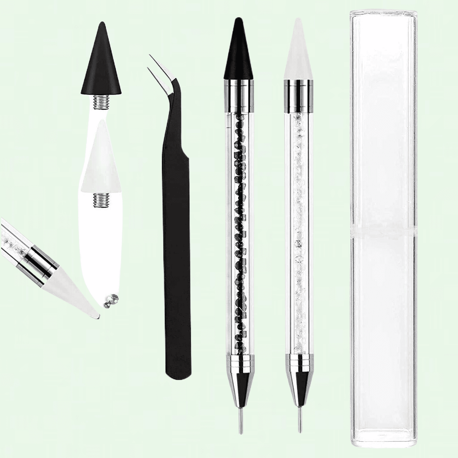 2 Pack Nail Rhinestone Picker Dotting Pen, Dual-End Diamond Crystals ...