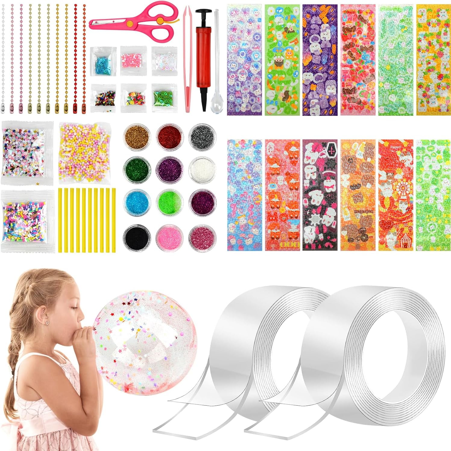 2 Pack Nano Tape Bubbles Kit, Double Sided Nano Tape for Making Bubbles ...