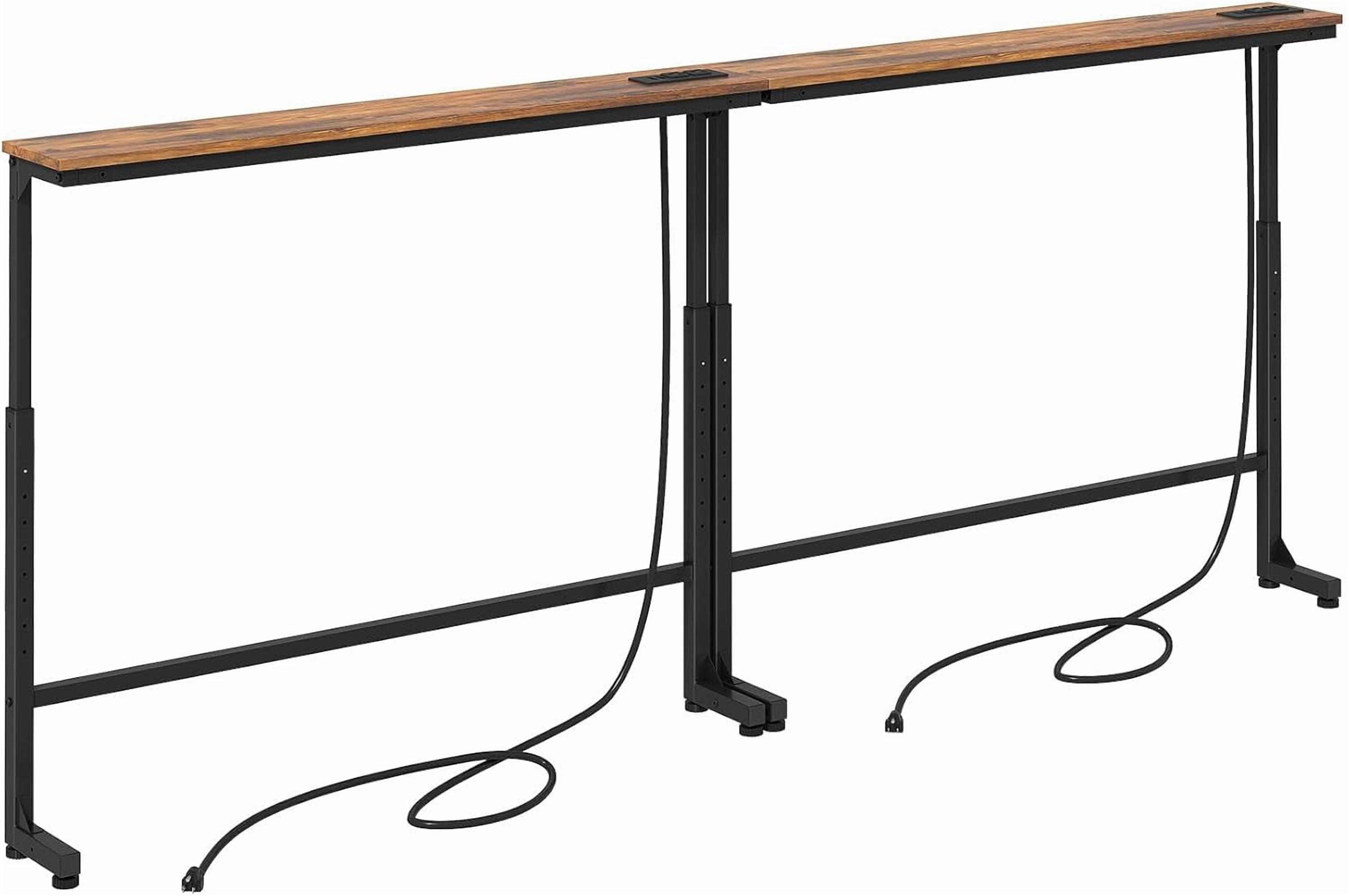 2-Pack Narrow Console Table with Adjustable Height (25"-33") & 2 Power ...