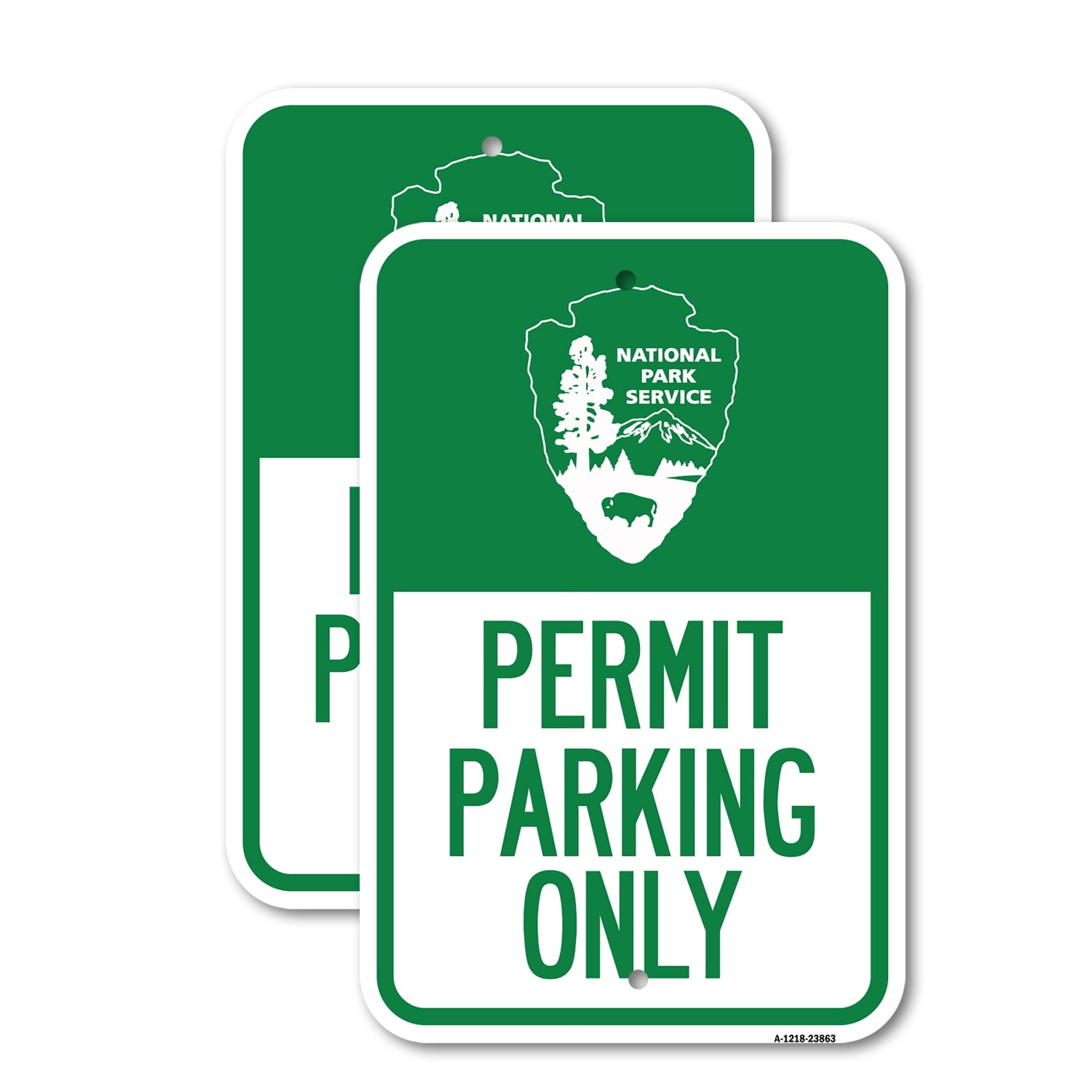 (2 Pack) National Park Service - Permit Parking Only | 12" X 18" Heavy ...