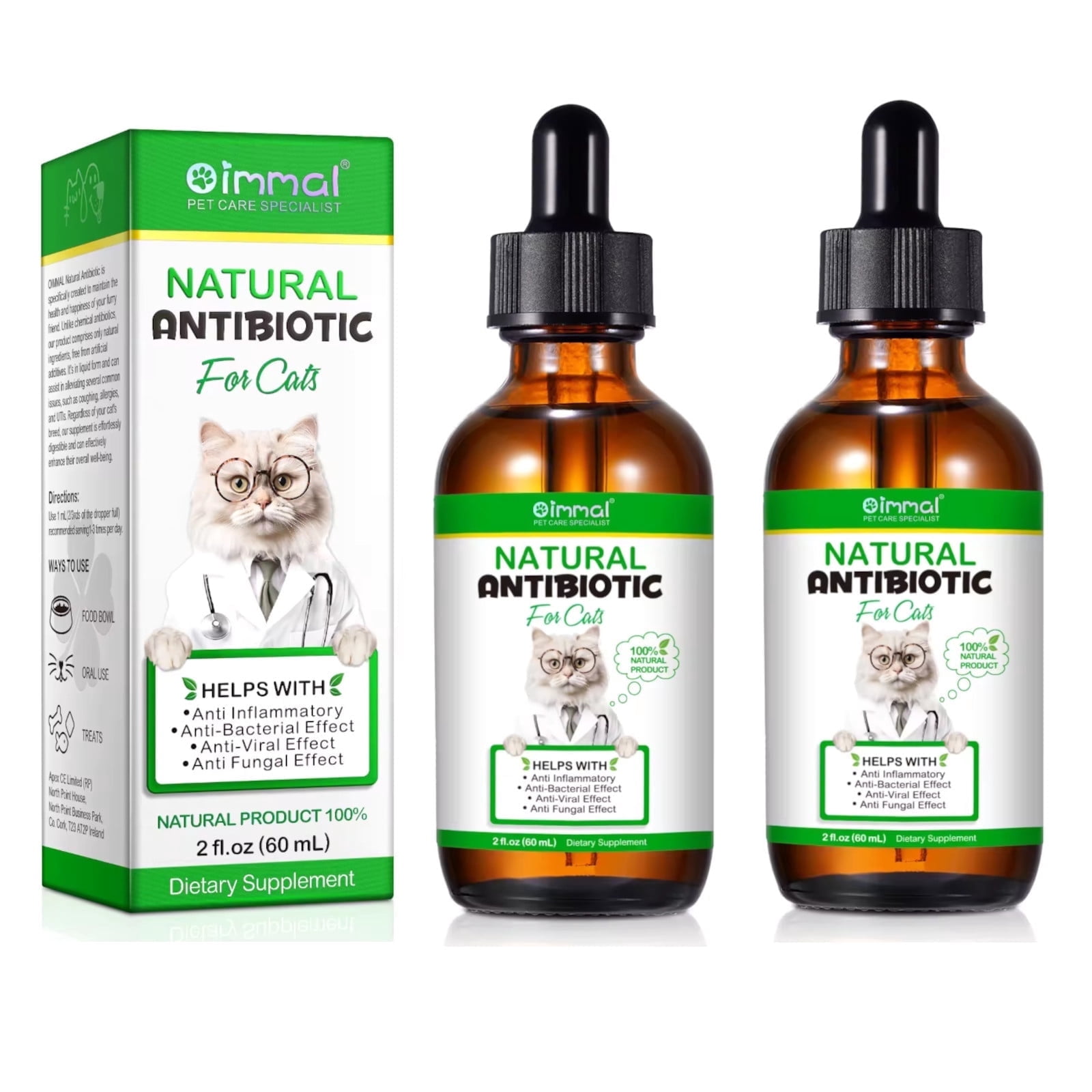 2 Pack - Natural Antibiotics for Cats- Pet Antibiotic - Cat Healing Aid ...