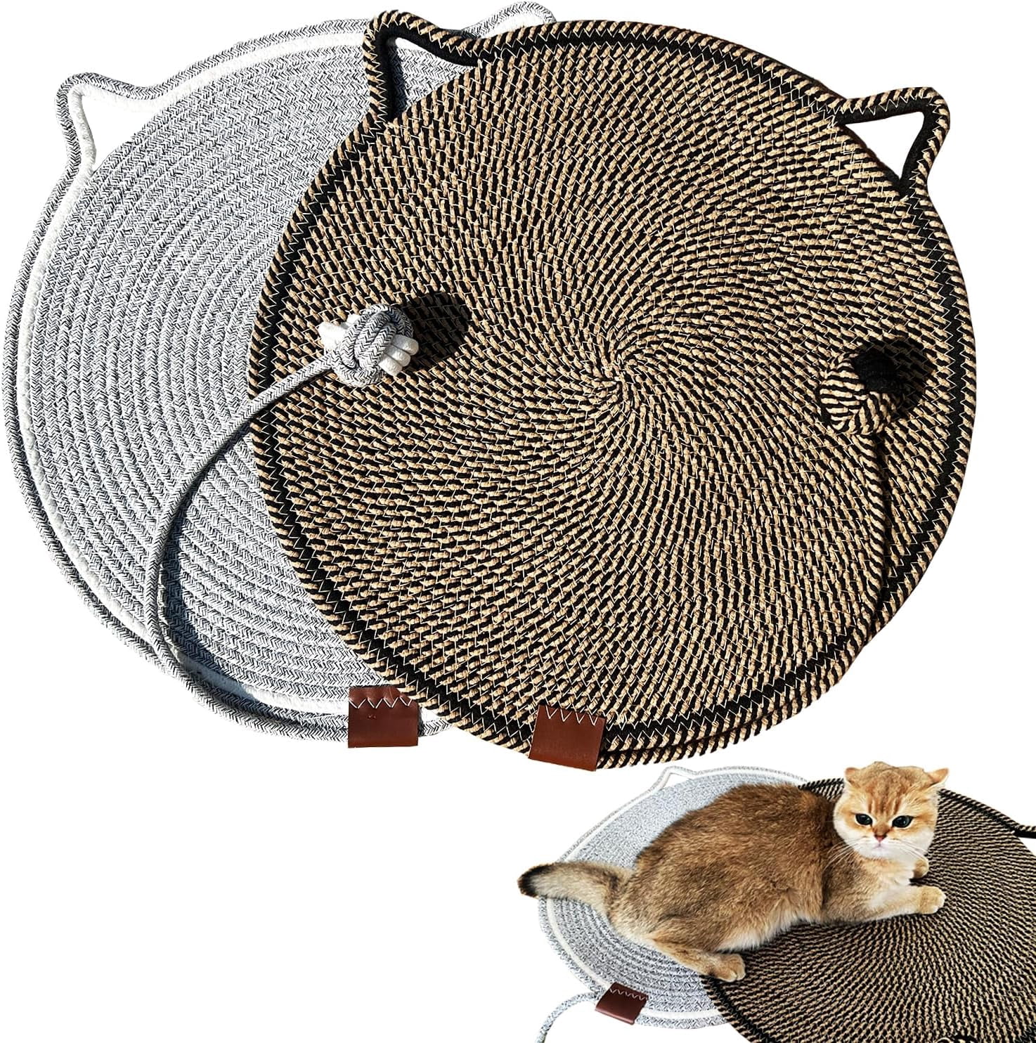 2-Pack Natural Cotton Rope Cat Scratching Pad, Large 19.6-Inch Cat ...
