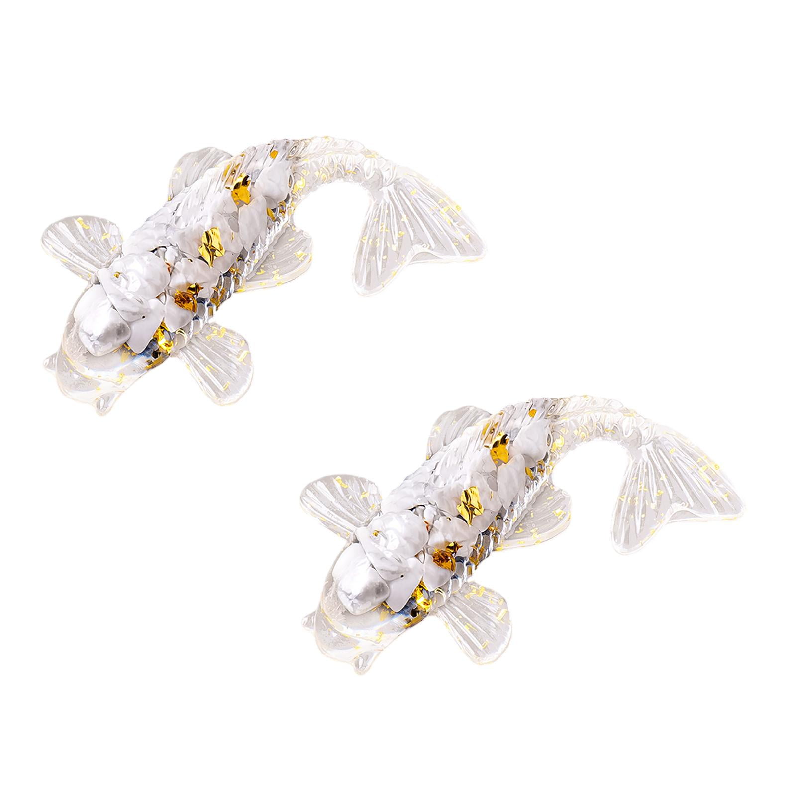 2 Pack Natural Koi Fish Figurines Handcrafted Lucky Goldfish Statues ...