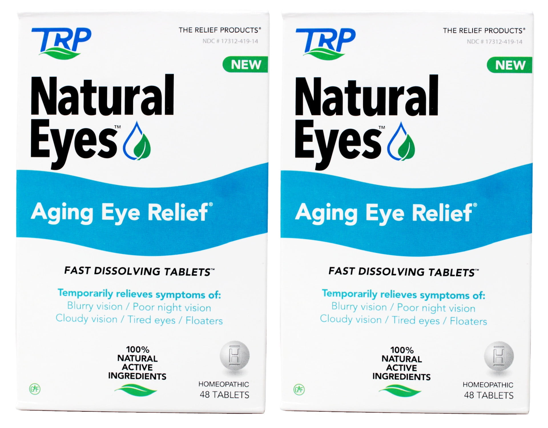 2 Pack - Natural Eyes Aging Eye Relief Fast Dissolving Tablets for Eye ...