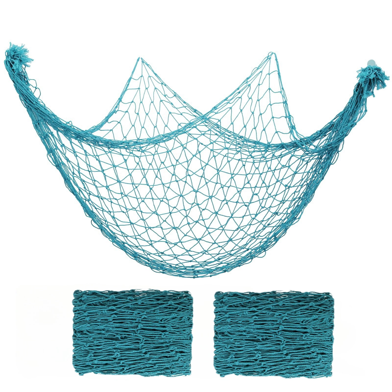 2 Pack Natural Fish Net Decoration for Party, Nautical Themed Cotton ...