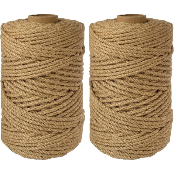 2-Pack Natural Jute Twine Rope, 4mm x 656ft Heavy Duty & Eco-Friendly ...
