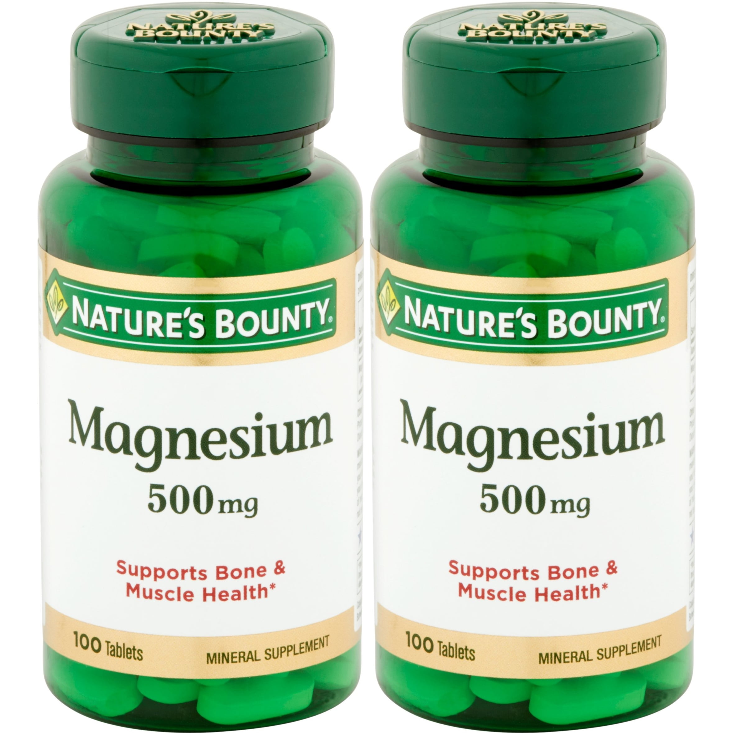 2 Pack - Nature's Bounty Magnesium 500 mg Tablets 100 Tablets Each ...