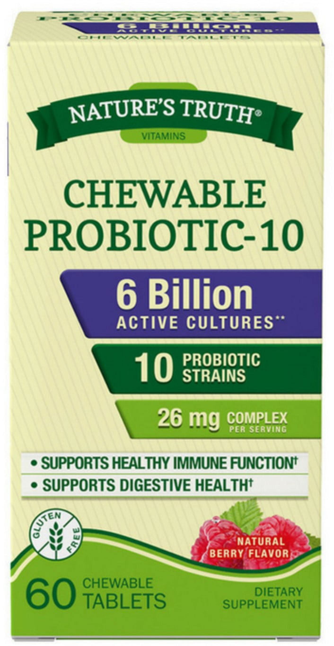 2 Pack - Nature's Truth Chewable Probiotic-10, Natural Berry 60 ea ...