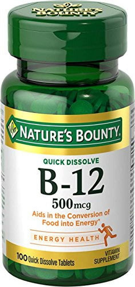 Nature's Bounty B-12 500 mcg Quick Dissolve Cherry Flavor Microlozenges ...