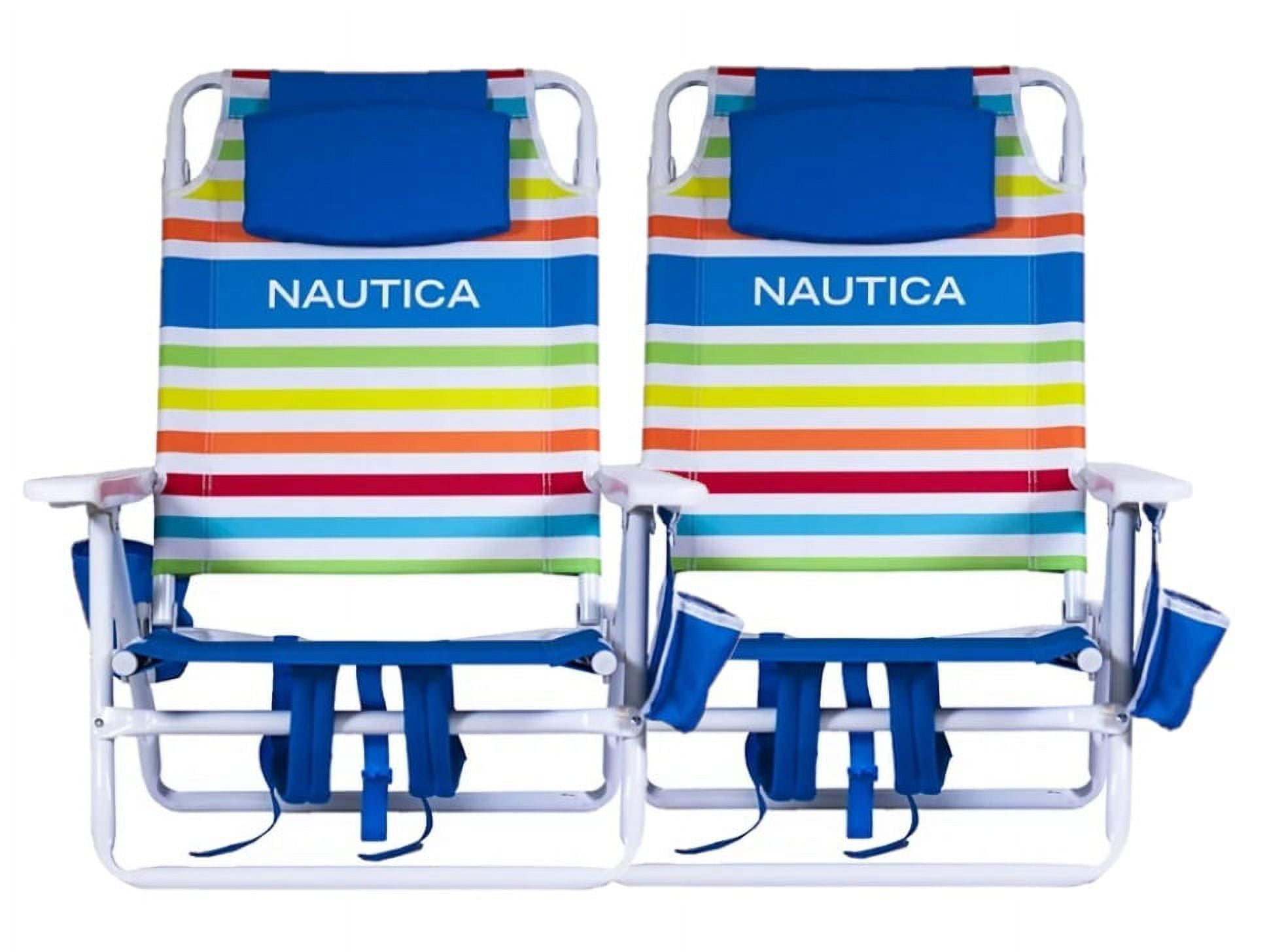 2 Pack Nautica Rainbow Stripe 5 Position Beach Chair - Walmart.com