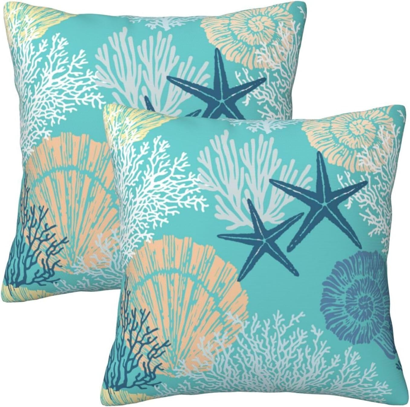 2-Pack, Nautical Coastal Throw Pillow Covers 20x20 Set of 2 Beach ...