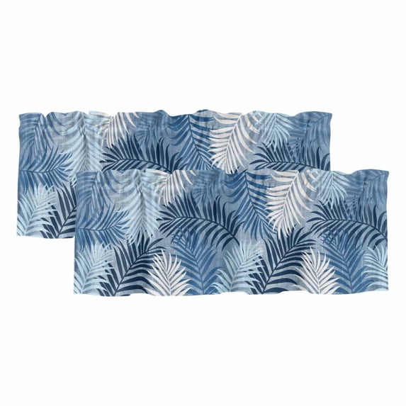2 Pack Navy Blue Palm Leaves Valance for Window Summer Botanical ...