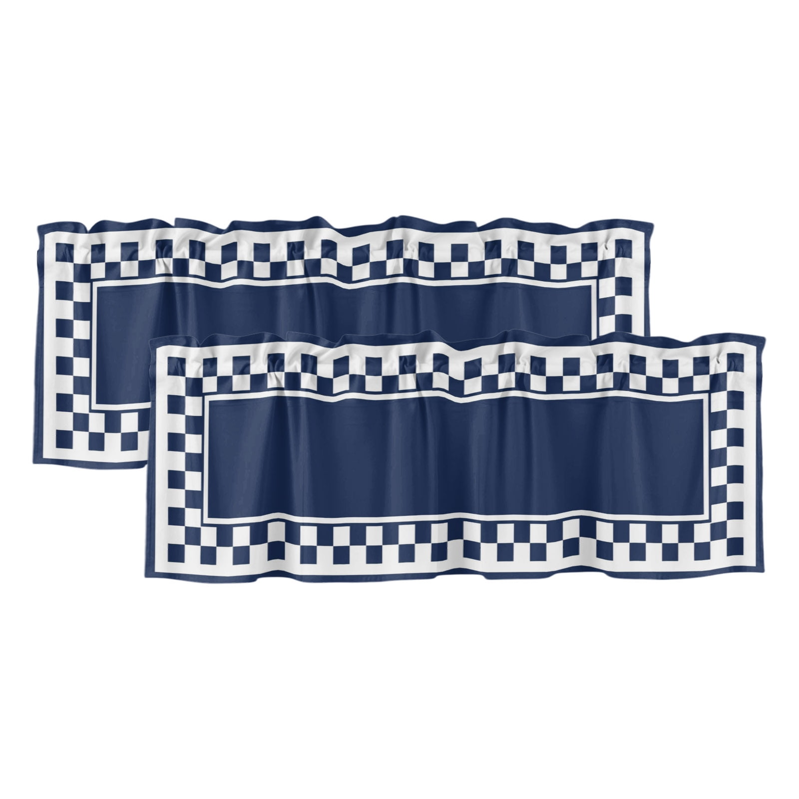 2 Pack Navy Blue Square Valance for Window Graphic Retro Blue White ...