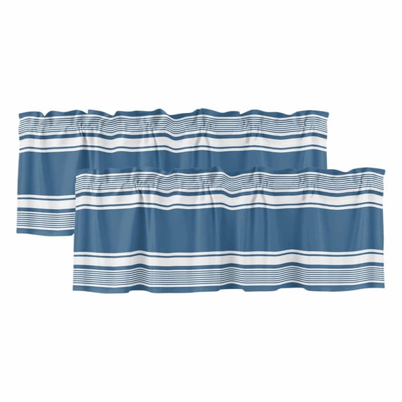 2 Pack Navy Blue Striped Valance for Window Modern Farmhouse Stripe ...