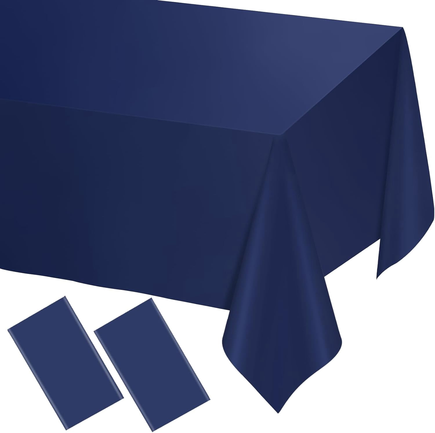 2 Pack Navy Blue Tablecloths Dark Blue Rectangle Disposable Plastic ...