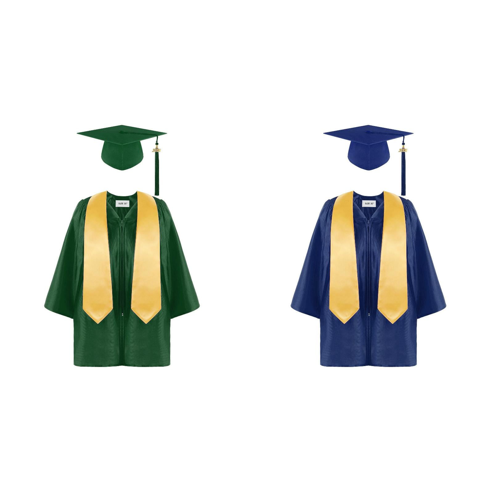 2 Pack(Navy & Green) Preschool Kindergarten Graduation Gown Long Sleeve Ry Shirt Cap Set with ...