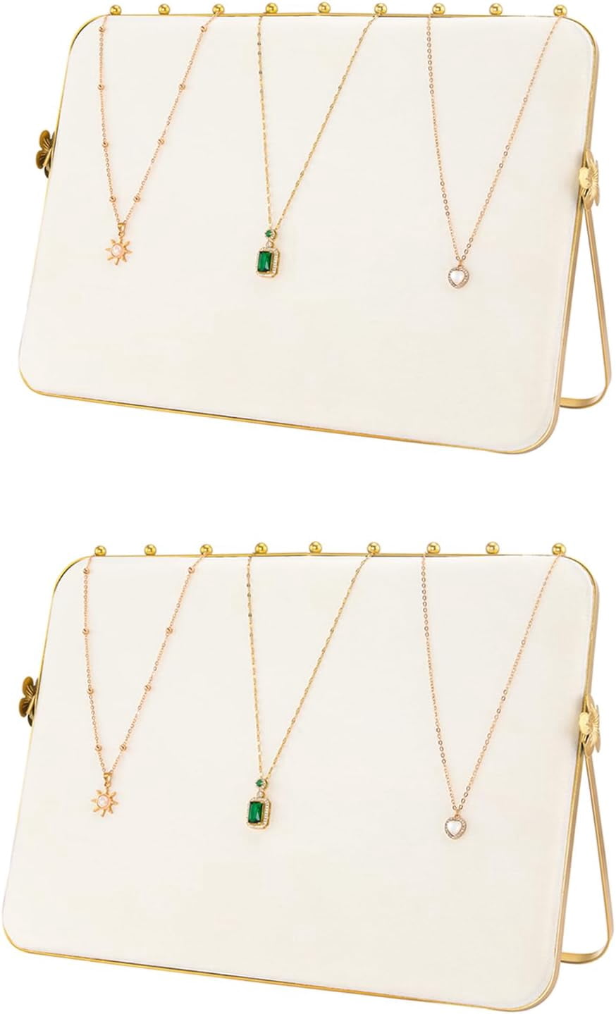 2 Pack Necklace Display Stands for Selling with Velvet, Large Beige ...