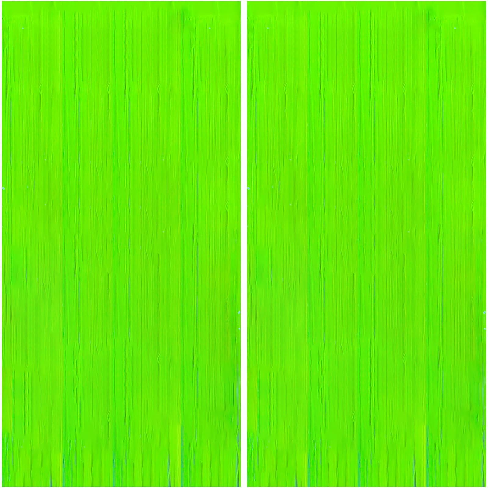 2 Pack Neon CORNET Yellow Backdrop Curtain, 3.3 X 6.6 Ft Neon Party Backdrop, Glow in The Dark ...